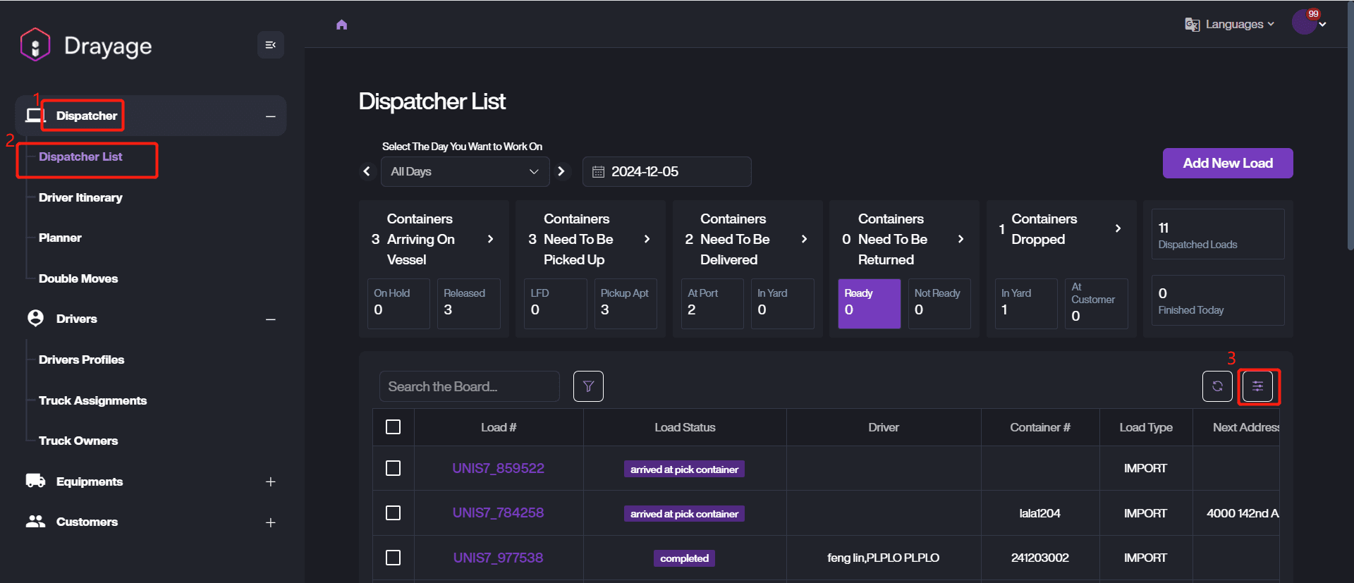 Dispatcher List – item Help Center
