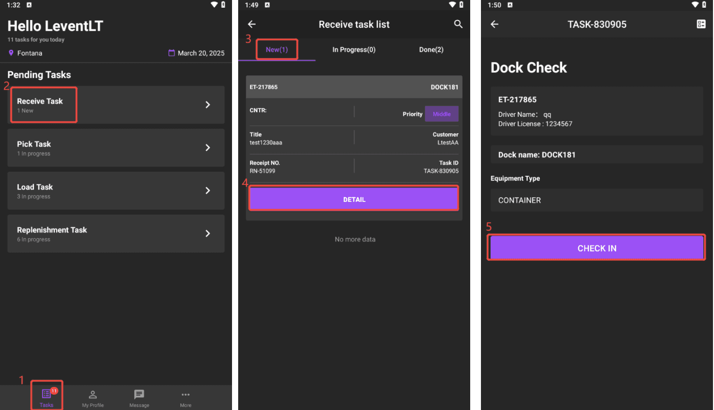 Execute Receive Task on WMS App – item Help Center