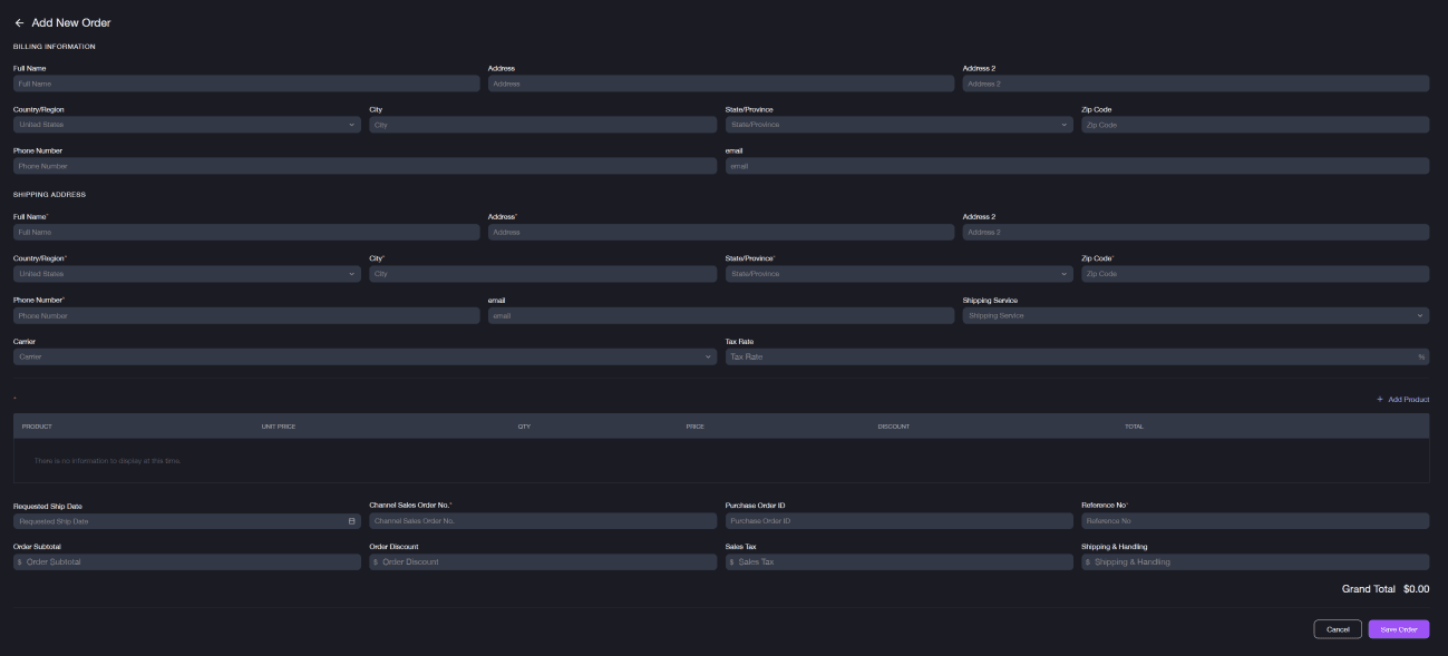 Create New Orders – item Help Center